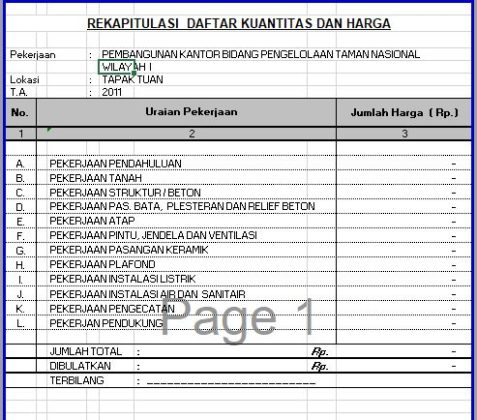 RAB PEMBANGUNAN KANTOR BIDANG | Sipilpedia