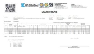 MILL CERTIFICATE BAJA PROFIL WFL | Sipilpedia