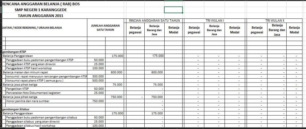 RAB BOS dan LPJ Lengkap | Sipilpedia