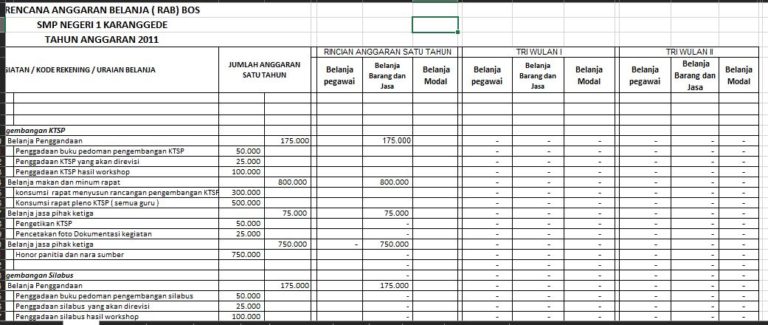 RAB BOS dan LPJ Lengkap | Sipilpedia
