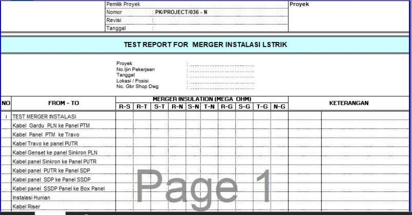 Form-test report for merger Insulasi Listrik | Sipilpedia