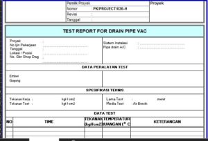 Form-test report pipa drain | Sipilpedia
