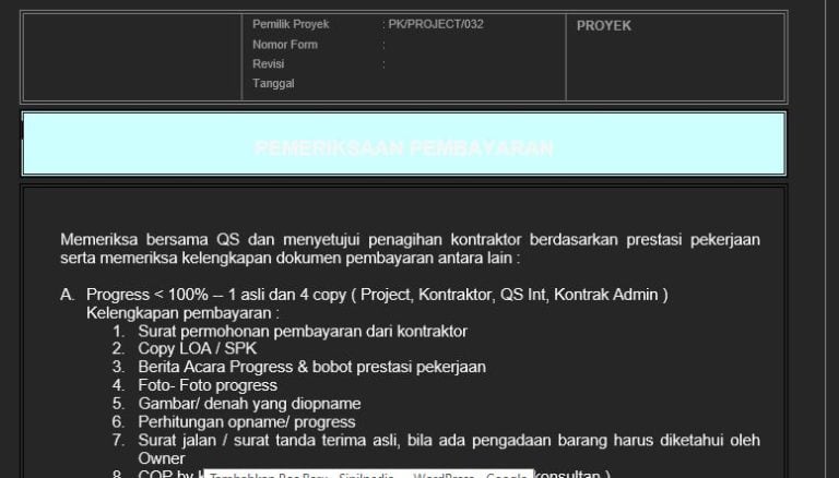 Form-PEMERIKSAAN PEMBAYARAN | Sipilpedia