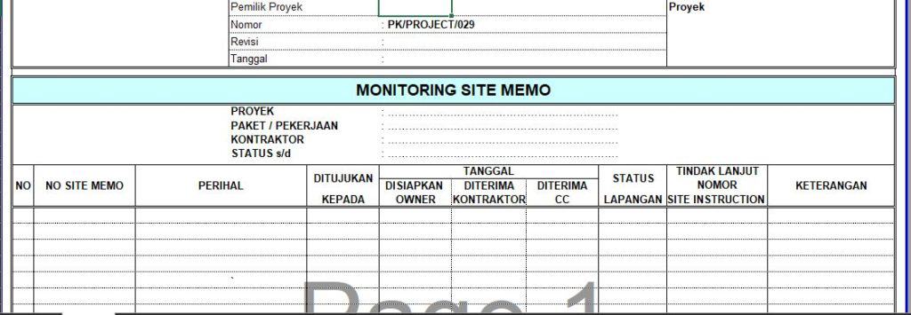 Form-MONITORING SITE MEMO | Sipilpedia