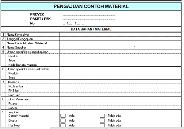 Form-PENGAJUAN MATERIAL | Sipilpedia