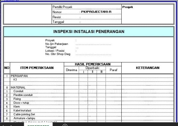 Form-Inspeksi Instalasi penerangan | Sipilpedia