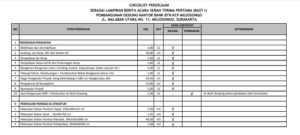 CHECKLIST PEKERJAAN SEBAGAI LAMPIRAN BERITA ACARA SERAH TERIMA PERTAMA ...