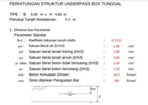 PERHITUNGAN STRUKTUR UNDERPASS BOX TUNGGAL | Sipilpedia