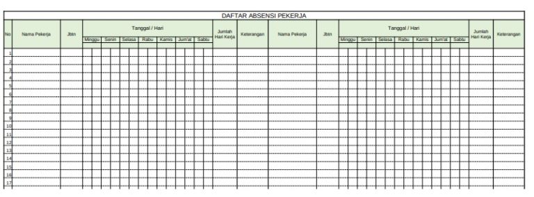 FORM ABSENSI PEKERJA | Sipilpedia
