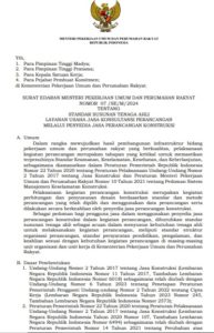 SURAT EDARAN MENTERI PEKERJAAN UMUM DAN PERUMAHAN RAKYAT NOMOR 07./SE/M/2024 TENTANG STANDAR ...