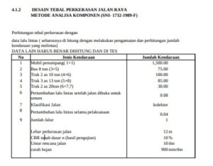 DESAIN TEBAL PERKERASAN JALAN RAYA METODE ANALISA KOMPONEN (SNI- 1732 ...