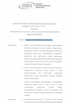KEPUTUSAN KEPALA BADAN STANDARDISASI NASIONAL NOMOR 634/KEP/BSN/12/2021 ...