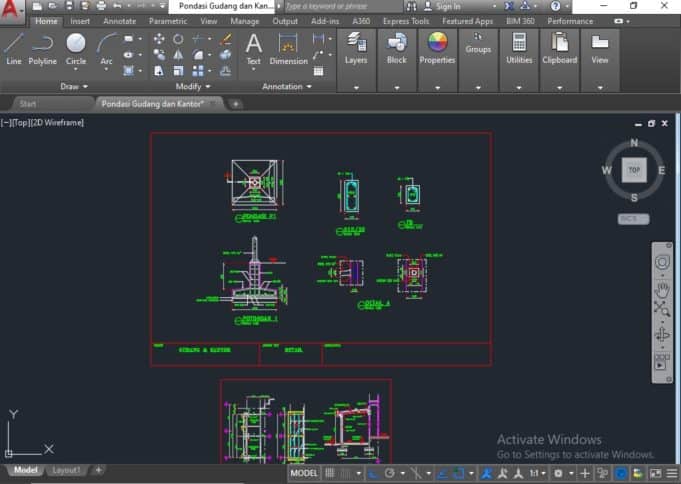 Gambar AutoCad Bangunan Paprik_Pondasi Gudang dan Kantor | Sipilpedia