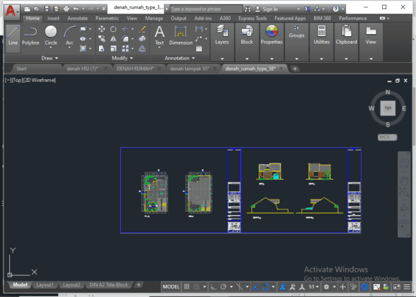 Denah dan Gambar CAD Desain Rumah Tinggal_Denah Rumah Type 38 | Sipilpedia