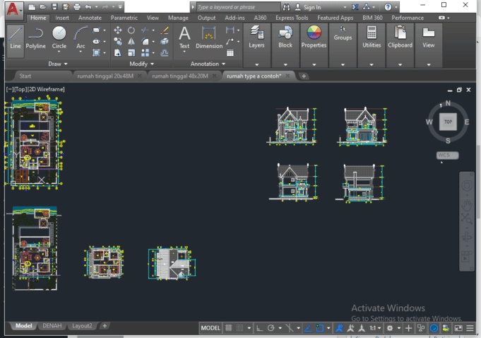 Denah dan Gambar CAD Desain Rumah Tinggal_Rumah Type a contoh | Sipilpedia