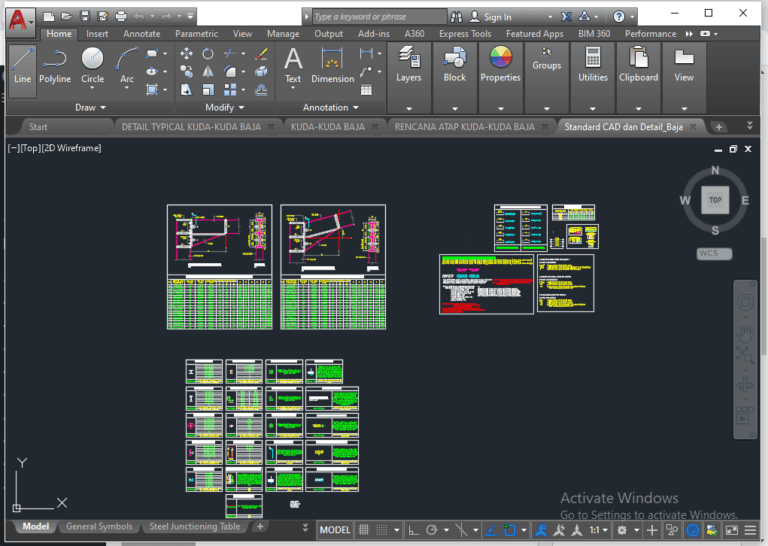 Denah dan Gambar CAD Detail Atap_Standard CAD dan Detail Baja | Sipilpedia