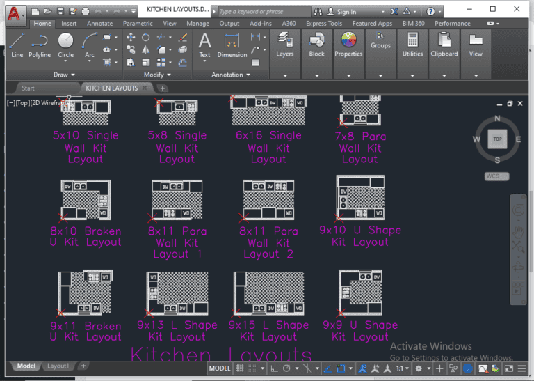 Denah dan Gambar CAD Detail Dapur_Kitchen Layouts | Sipilpedia