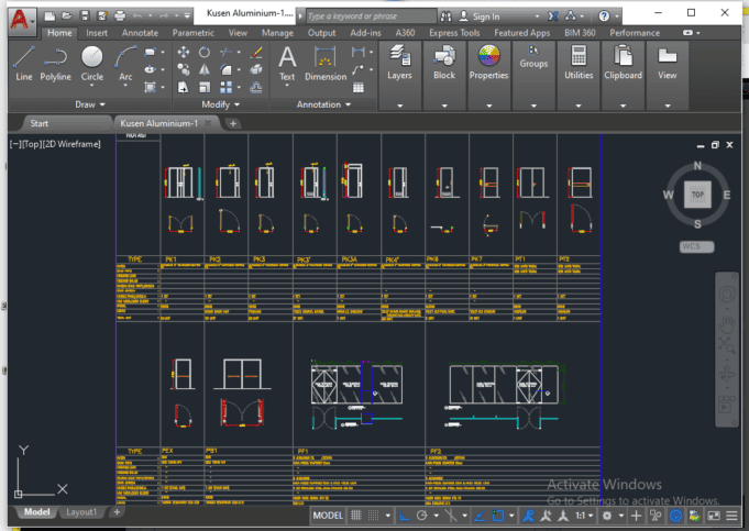 Denah dan Gambar CAD Detail Pintu, Jendela dan Kusen_Kusen Aluminium -1 ...