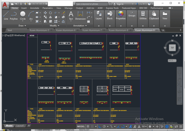Denah dan Gambar CAD Detail Pintu, Jendela dan Kusen_Kusen Aluminium -9 ...
