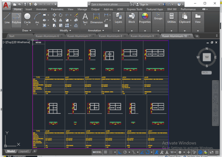 Denah dan Gambar CAD Detail Pintu, Jendela dan Kusen_Kusen Aluminium ...