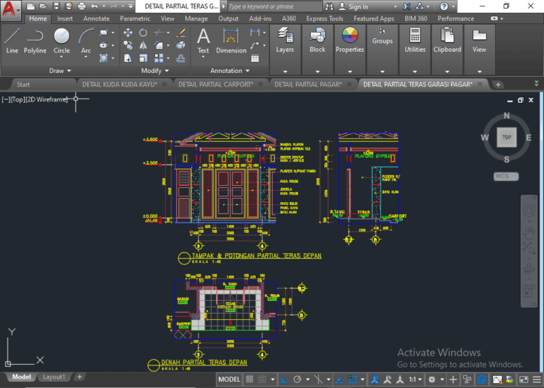 Denah dan Gambar CAD Desain Rumah Tinggal 2 Lantai _Gambar Kerja Rumah ...