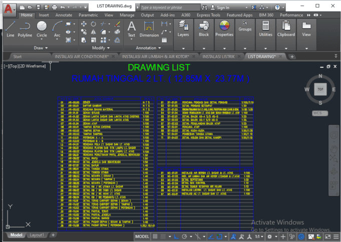 Denah dan Gambar CAD Desain Rumah Tinggal 2 Lantai _Gambar Kerja Rumah ...
