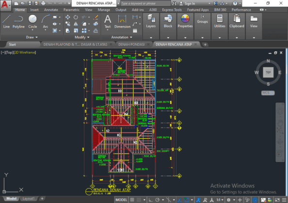 Denah dan Gambar CAD Desain Rumah Tinggal 2 Lantai _Gambar Kerja Rumah ...