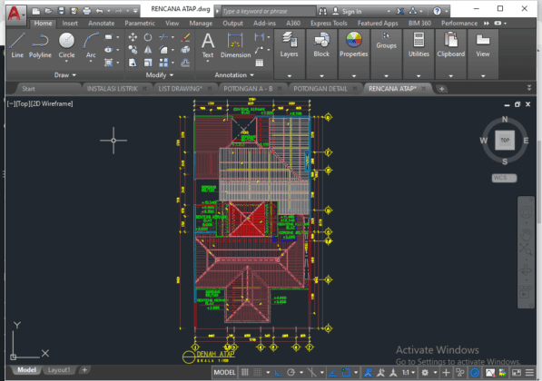 Denah dan Gambar CAD Desain Rumah Tinggal 2 Lantai _Gambar Kerja Rumah ...