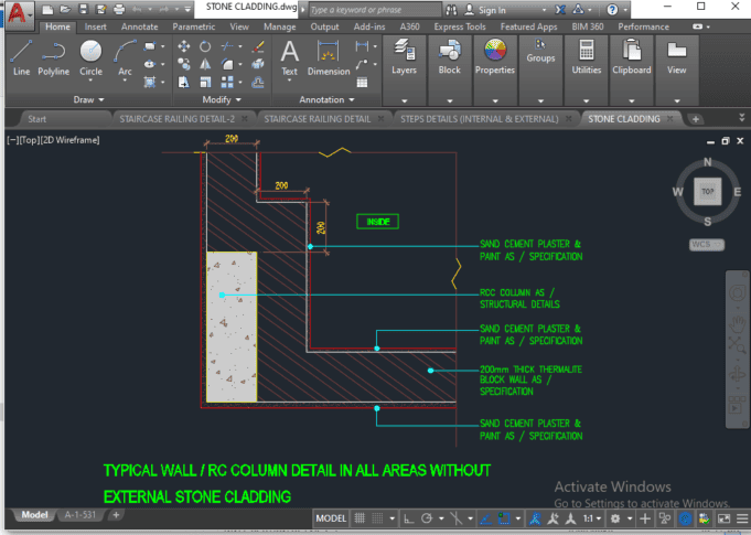Denah dan Gambar CAD Arsitek _ Architektural STONE CLADDING | Sipilpedia