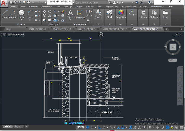 Denah dan Gambar CAD Arsitek _ Architektural WALL SECTION DETAIL-3 ...