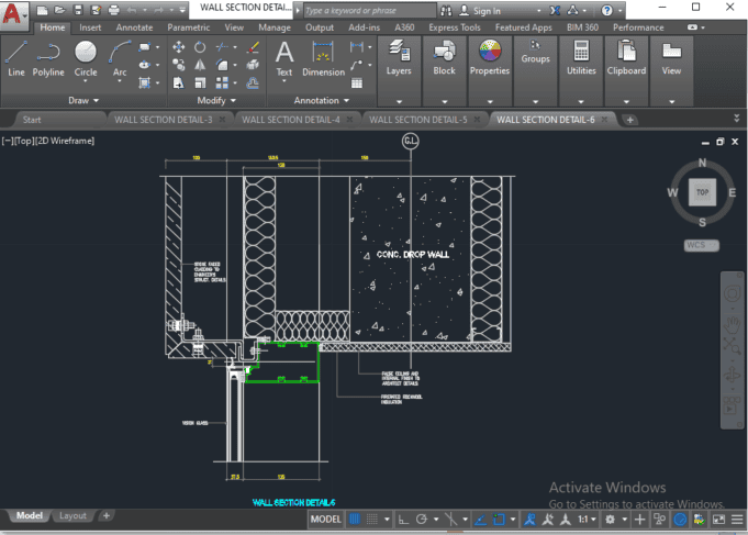 Denah dan Gambar CAD Arsitek _ Architektural WALL SECTION DETAIL-6 ...