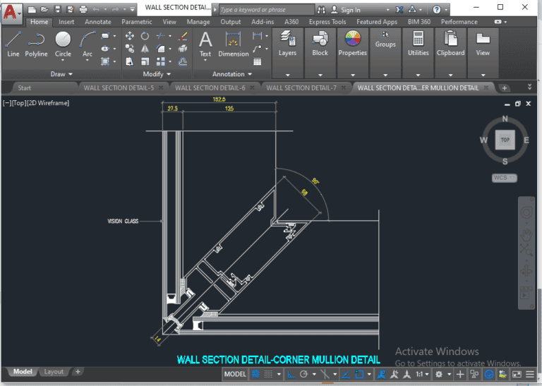 Denah dan Gambar CAD Arsitek _ Architektural WALL SECTION DETAIL-CORNER ...