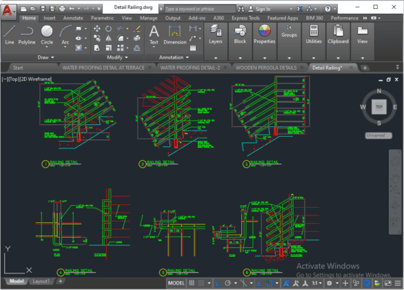 Denah dan Gambar CAD Arsitek Bangunan Paprik _Detail Railing | Sipilpedia