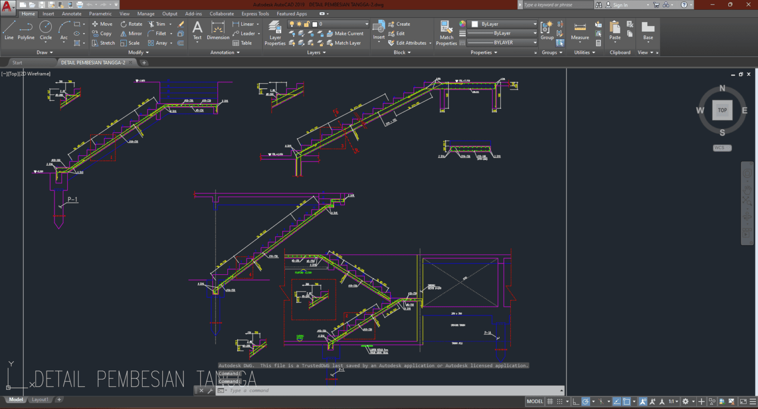 Denah dan Gambar CAD Arsitek Detail Tangga_DETAIL PEMBESIAN TANGGA-2 ...