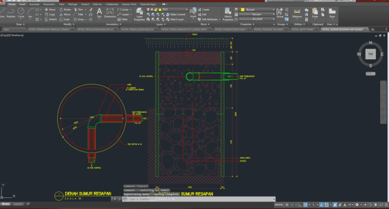 Denah dan Gambar CAD Arsitek Gambar Kerja Rumah Tinggal 2LT_DETAIL SUMUR RESAPAN AIR HUJAN ...