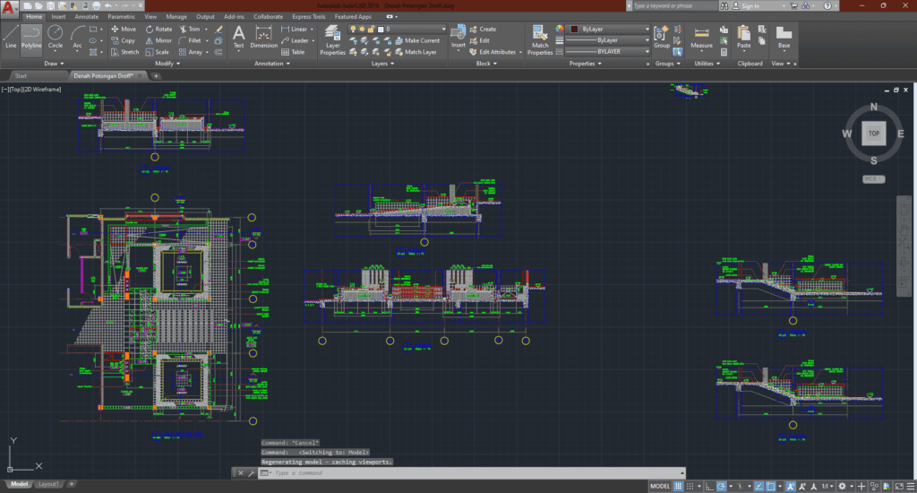 Denah dan Gambar CAD Arsitek Detail Tangga_Denah Potongan Droff ...
