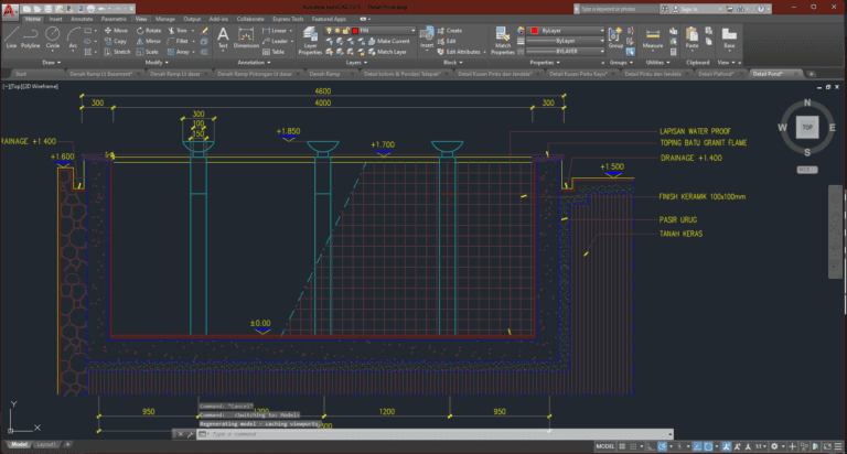 Denah dan Gambar CAD Arsitek Detail Atap_Detail Pond | Sipilpedia