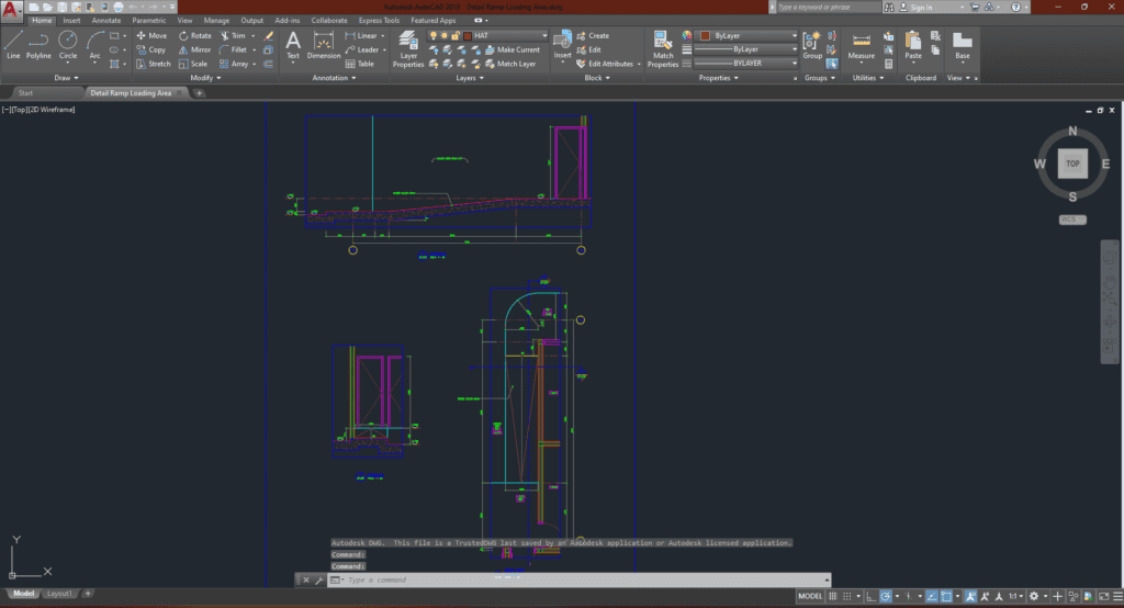 Denah dan Gambar CAD Arsitek Detail Ramp_Detail Ramp Loading Area ...