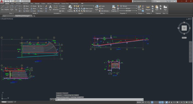 Denah dan Gambar CAD Arsitek Detail Ramp_Detail Ramp & Potongan ...