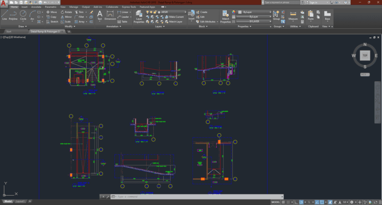 Denah dan Gambar CAD Arsitek Detail Ramp_Detail Ramp & Potongan-3 ...
