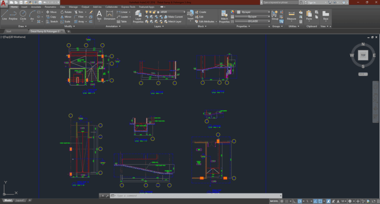 Denah dan Gambar CAD Arsitek Detail Ramp_Detail Ramp & Potongan-3 ...
