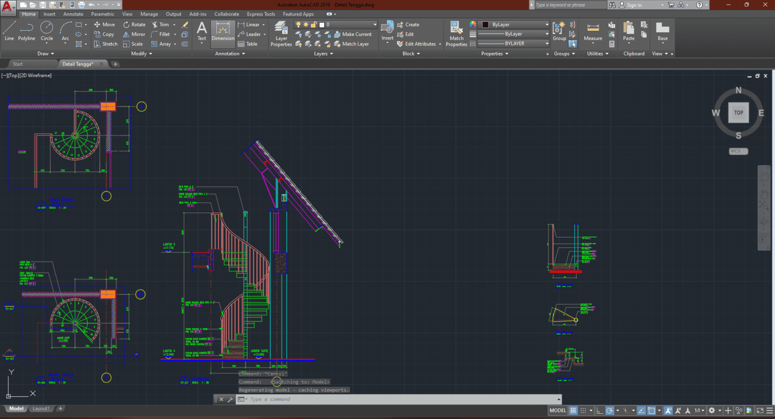 Denah dan Gambar CAD Arsitek Detail Tangga_Detail Tangga | Sipilpedia