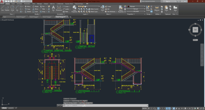 Denah dan Gambar CAD Arsitek Detail Tangga_Detail Tangga-4 | Sipilpedia