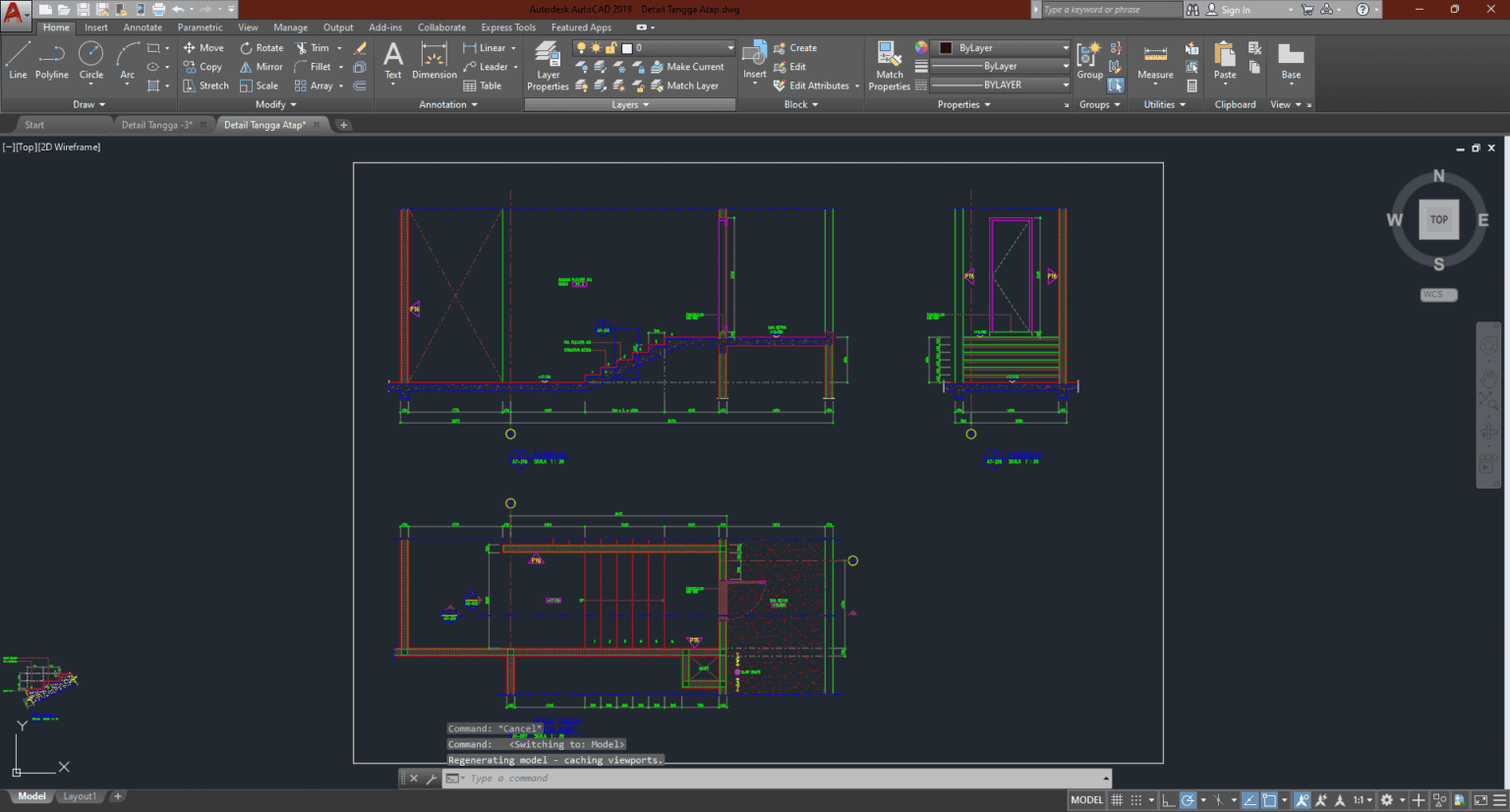 Denah dan Gambar CAD Arsitek Detail Ramp_Detail Tangga Atap | Sipilpedia