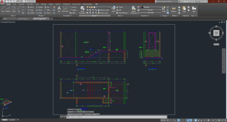 Denah dan Gambar CAD Arsitek Detail Ramp_Detail Tangga Atap | Sipilpedia