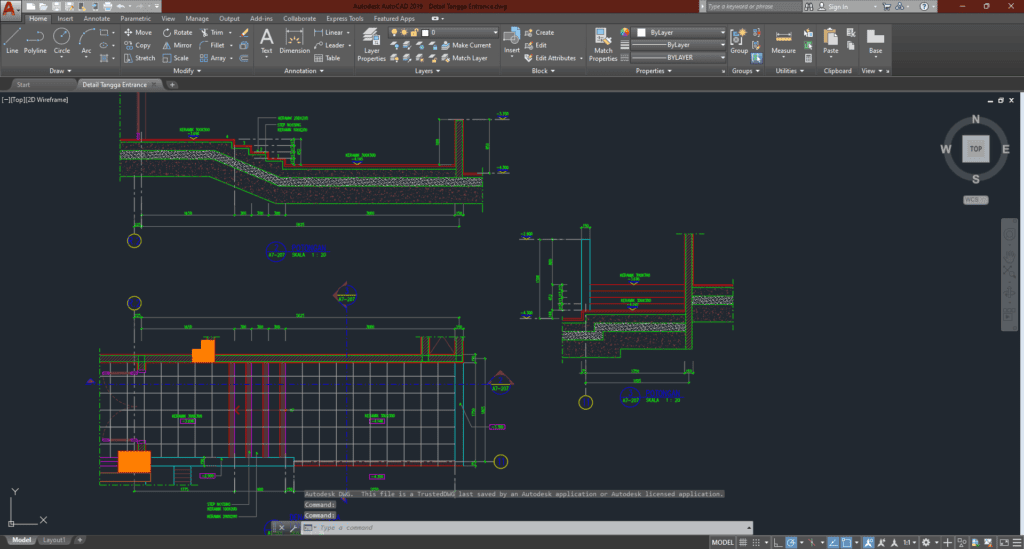 Denah dan Gambar CAD Arsitek Detail Tangga_Detail Tangga Entrance ...