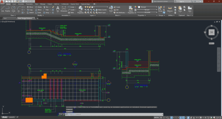 Denah dan Gambar CAD Arsitek Detail Tangga_Detail Tangga Entrance ...