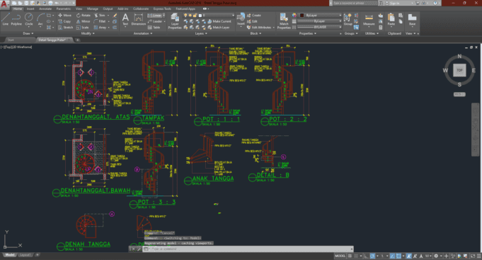Denah dan Gambar CAD Arsitek Detail Tangga_Detail Tangga Putar | Sipilpedia