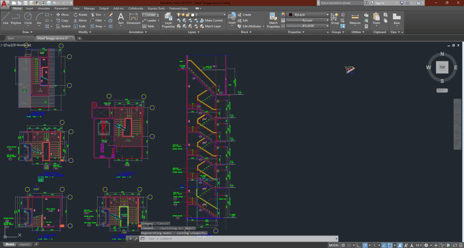 Denah dan Gambar CAD Arsitek Detail Tangga_Detail Tangga service-2 ...