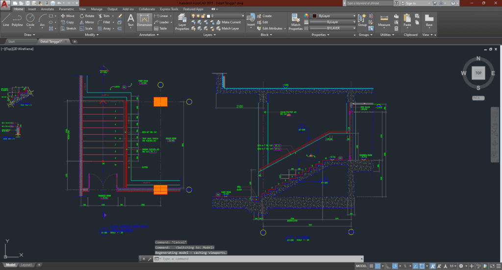 Denah dan Gambar CAD Arsitek Detail Tangga_Detail Tangga1 | Sipilpedia